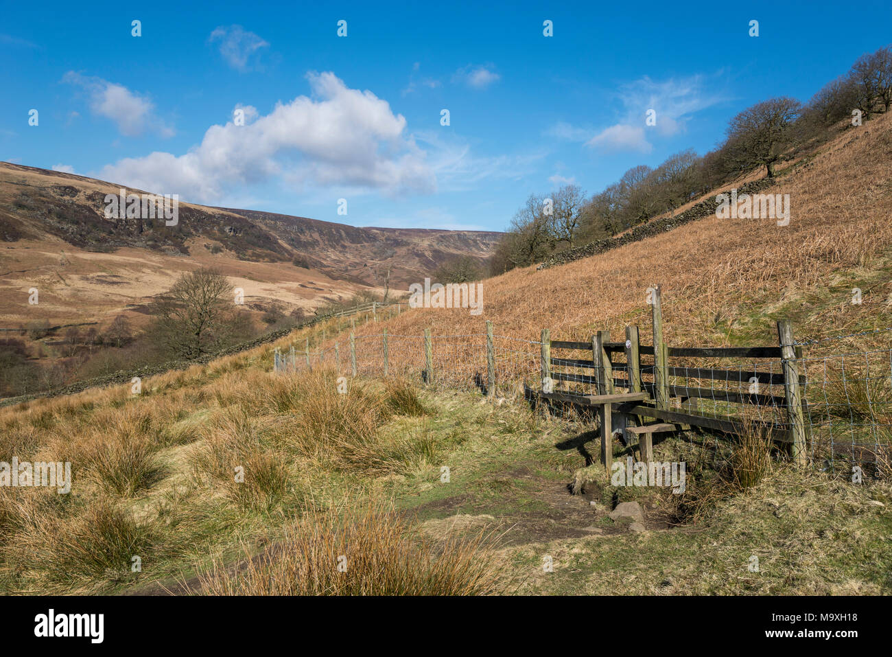 Footpath to Crowden quarry in the hills above the Longdendale valley ...