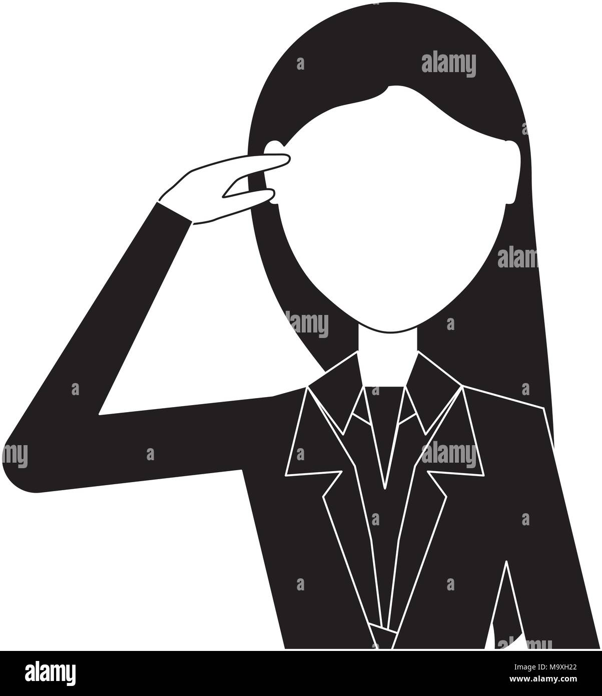 avatar businesswoman thinking over white background, vector ...