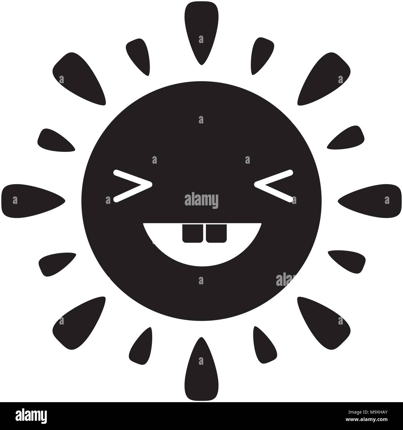 kawaii excited sun icon over white background, vector illustration ...