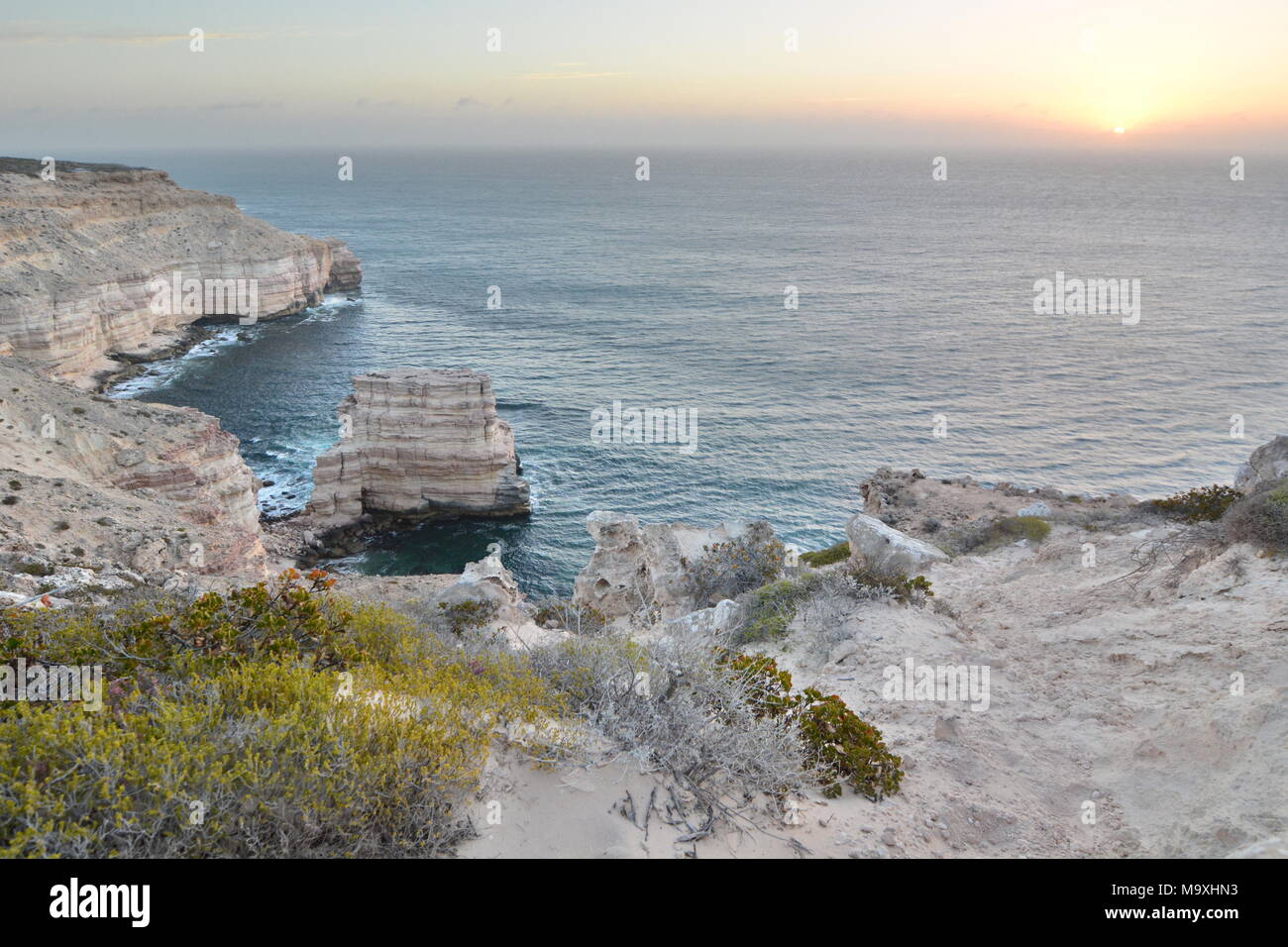 Island Rock at sunset. Coastal Cliffs national park. Kalbarri. Western ...