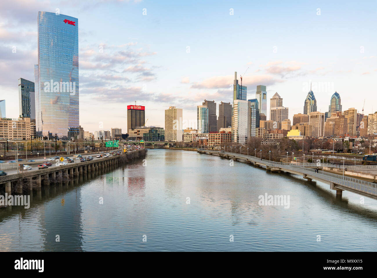PHILADELPHIA, PA - MARCH 10, 2018: Philadelphia city skyline along the ...