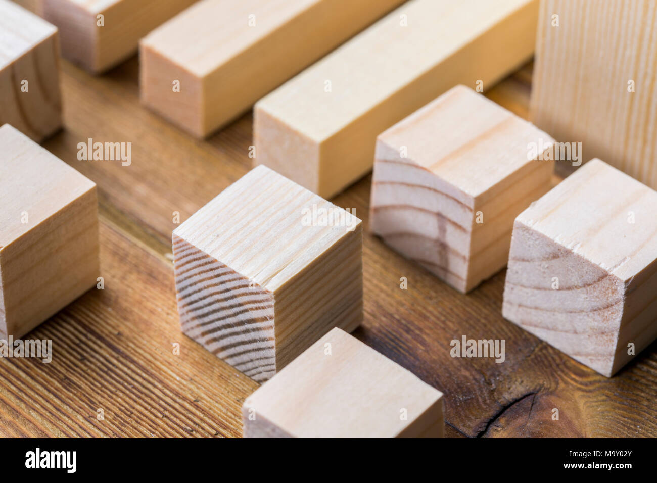 Wooden cubes on table Conceptual photo Stock Photo - Alamy