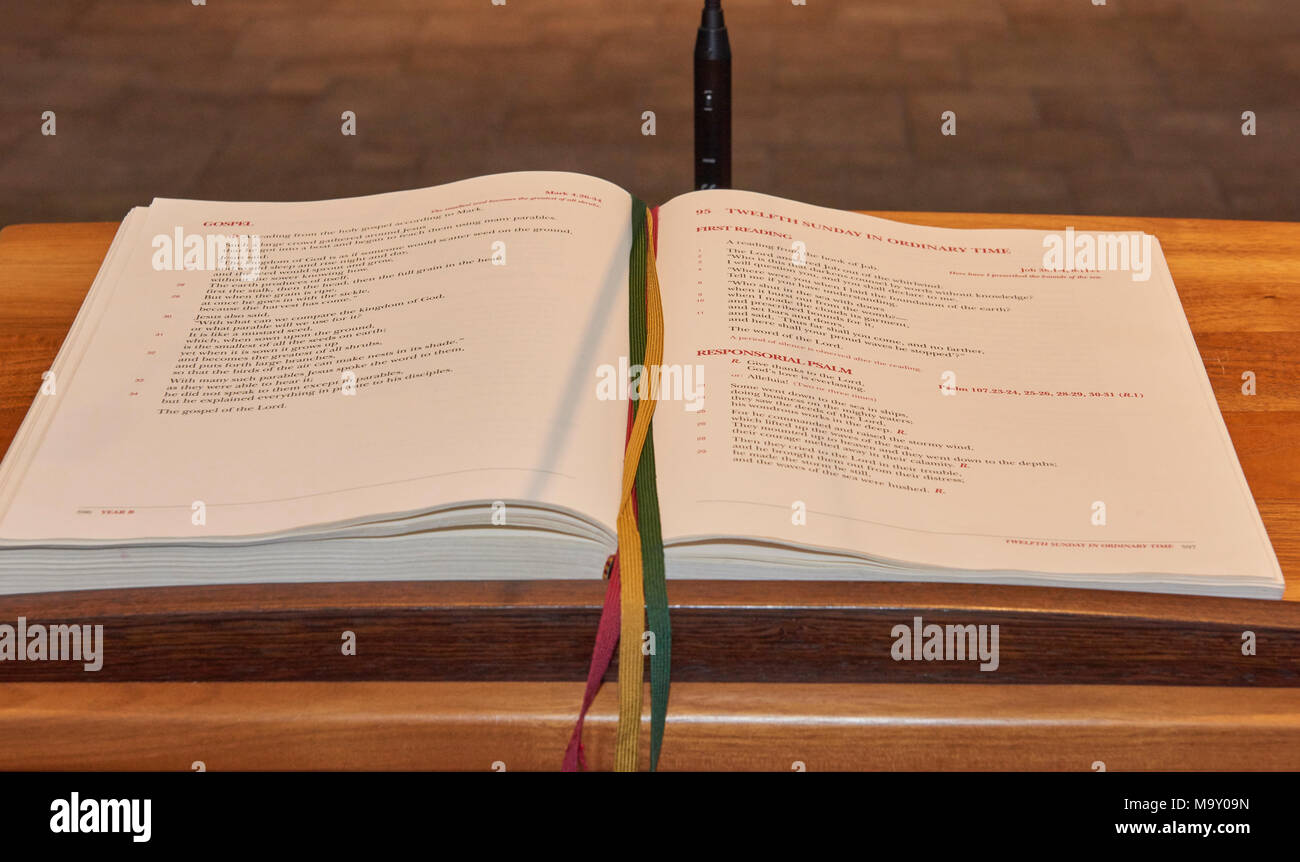 Catholic Church book of scriptures Stock Photo - Alamy