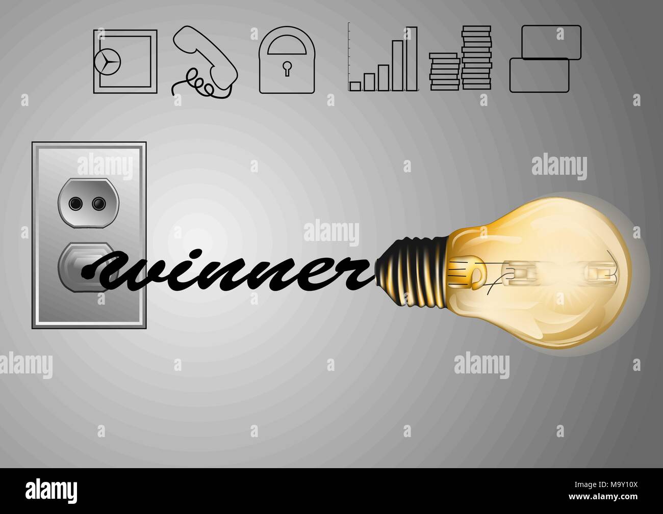 winner concept, plug, lamp and cable winner Stock Vector Image & Art ...