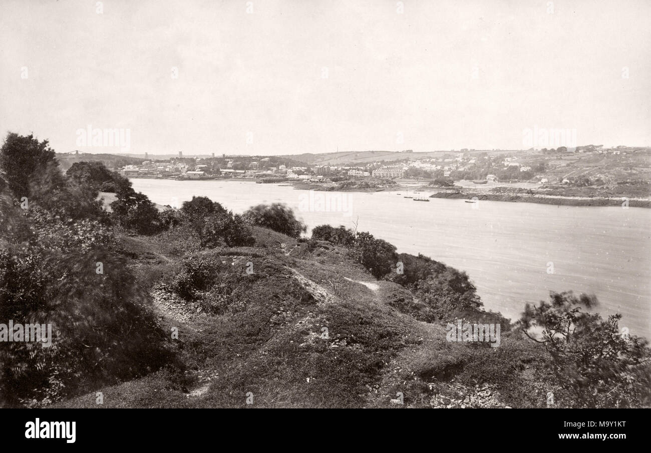 Vintage 19th century photograph - United Kingdom - Menai town, Wales ...
