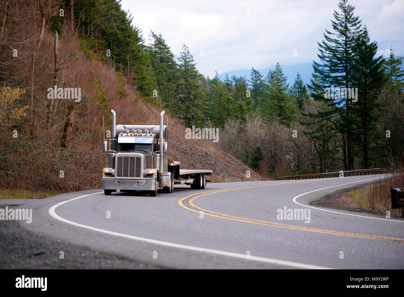 Classic big rig American semi truck fleet with chrome accessories ...