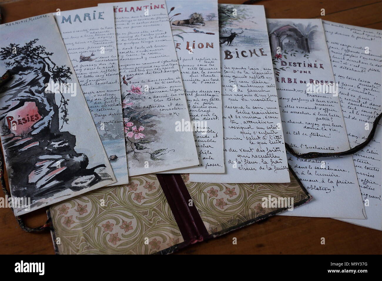 Handwritten poetry booklet, Lyon, France Stock Photo - Alamy
