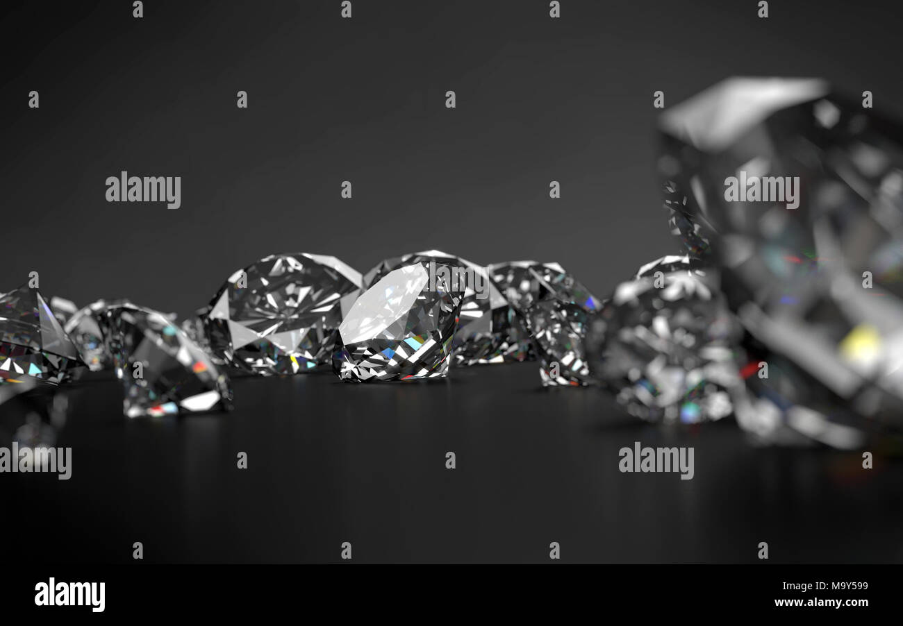 Diamonds on dark grey background. 3D rendering Stock Photo - Alamy