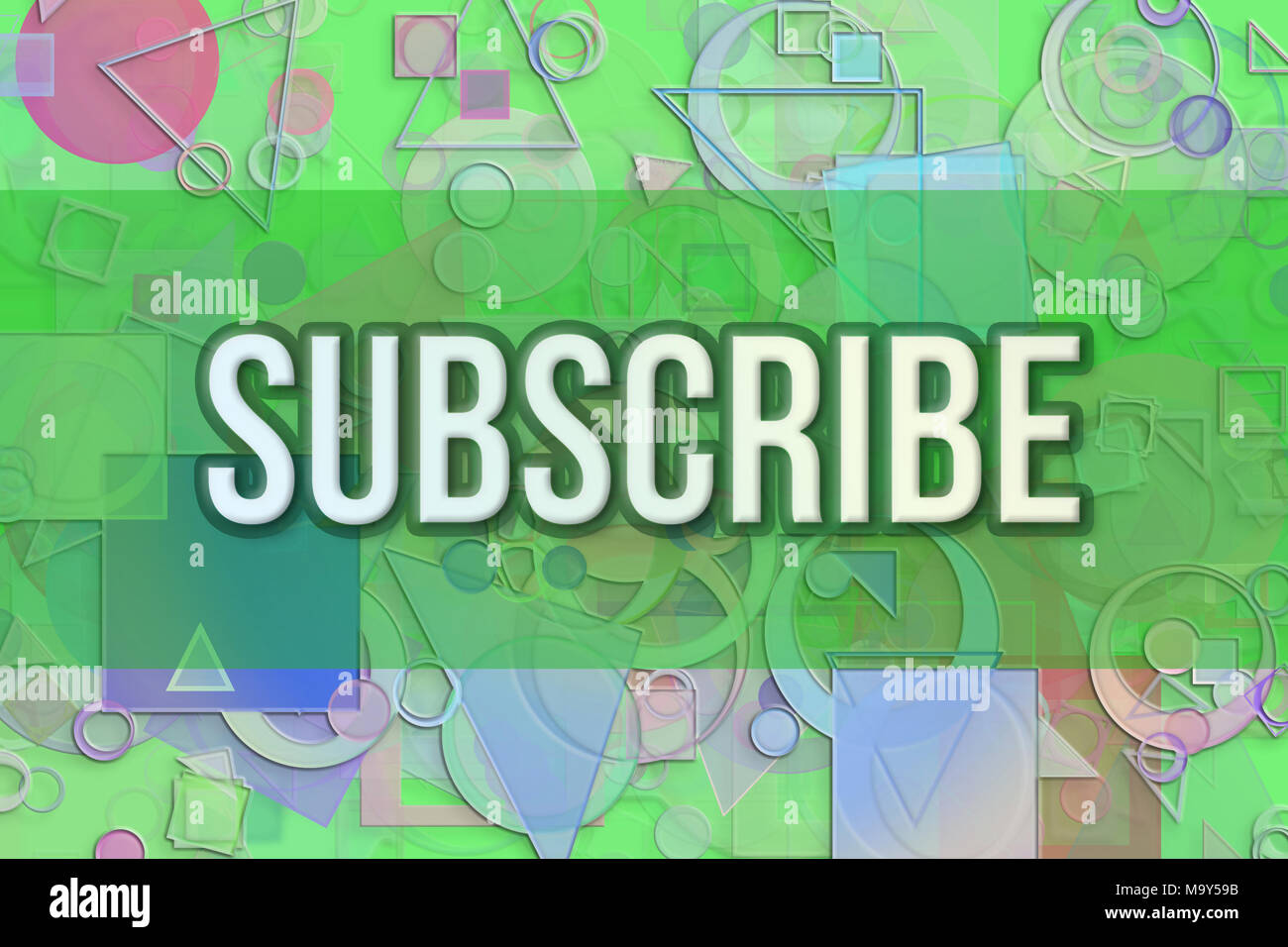 Subscribe, conceptual words with abstract overlapping triangle, square ...