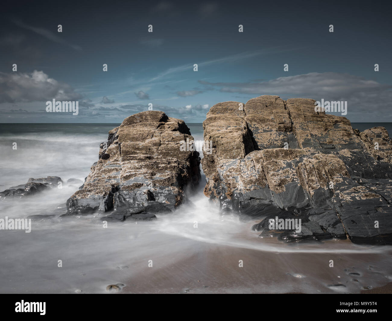 Surf, Tresaith beach, Aberporth, Wales Stock Photo - Alamy