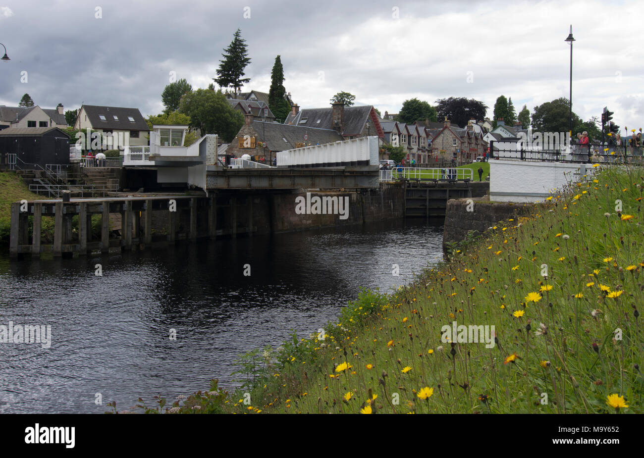 Swing bridge on the Caledonian Canal, Fort Augustus Stock Photo - Alamy