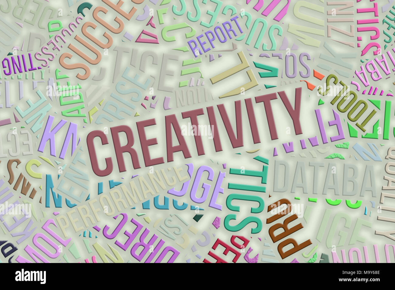 Creativity, business word cloud, abstract embossed, for web page, graphic design, catalog ...