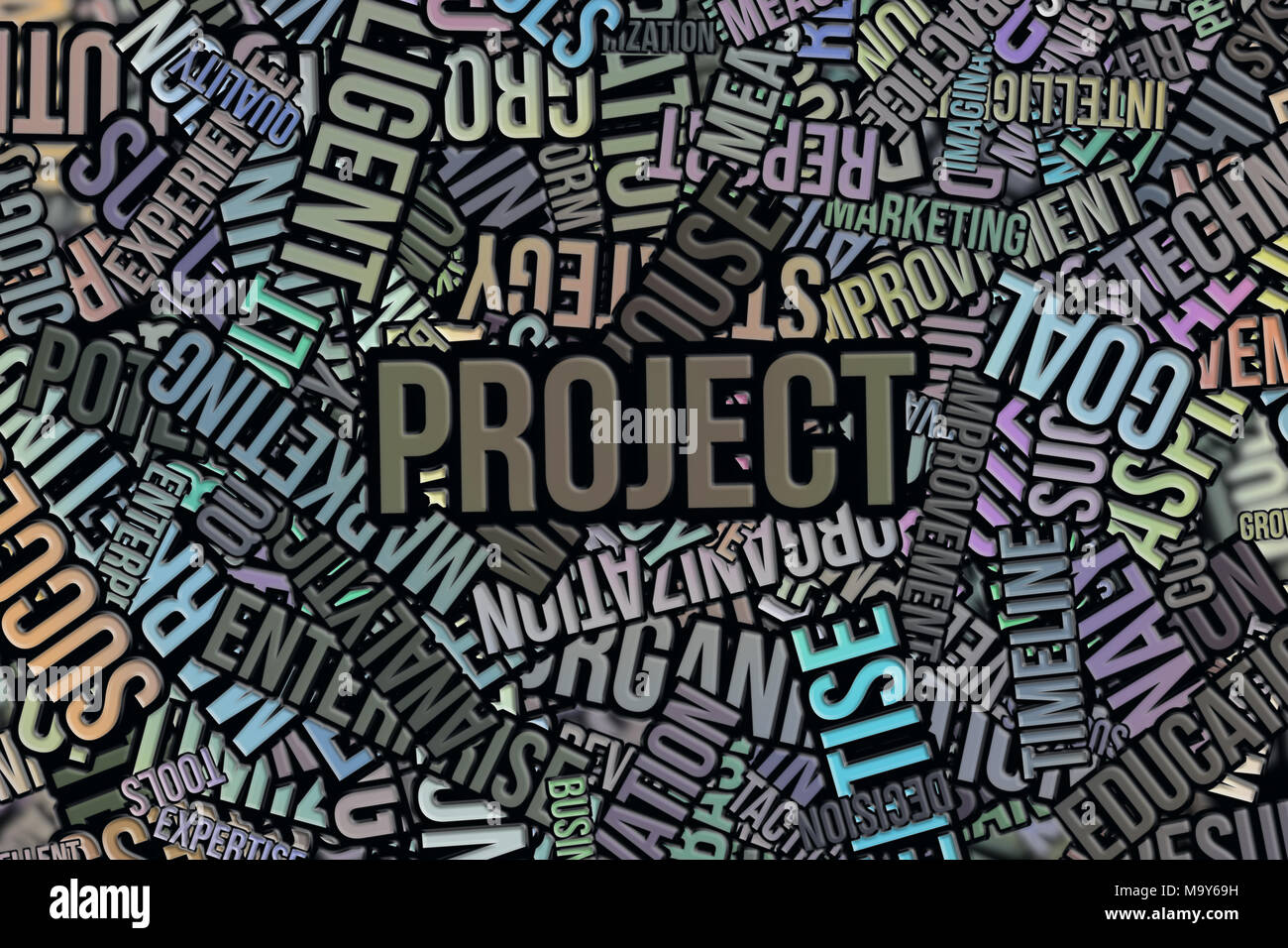 Project, business word cloud, abstract embossed, for web page, graphic ...