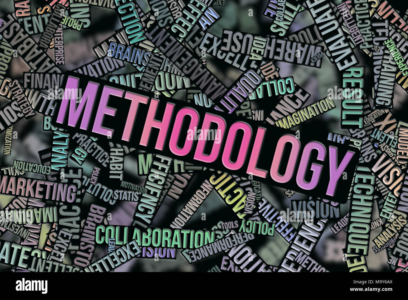 Methodology, business word cloud, abstract embossed, for web page ...