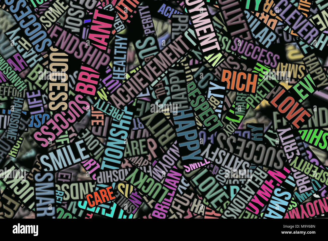 Happy word cloud, abstract embossed, for web page, graphic design ...