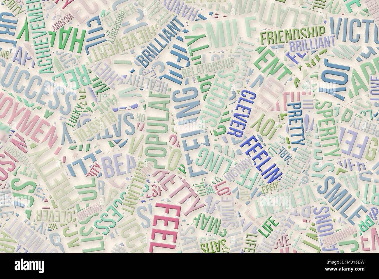 Happy word cloud, abstract embossed, for web page, graphic design ...