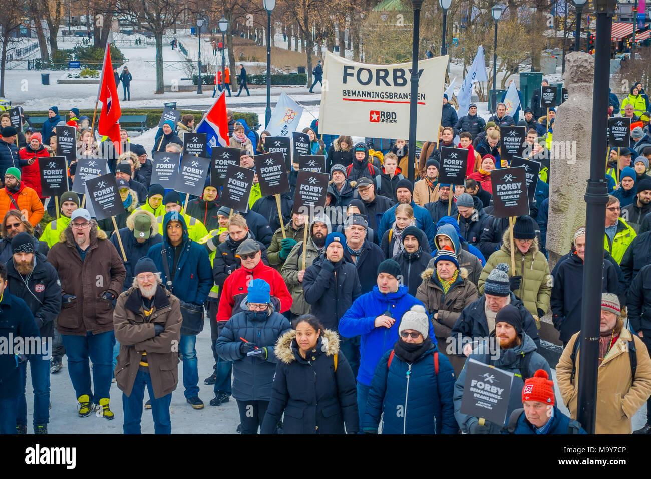 OSLO, NORWAY - MARCH, 26, 2018: Outdoor view of crowd of people at ...