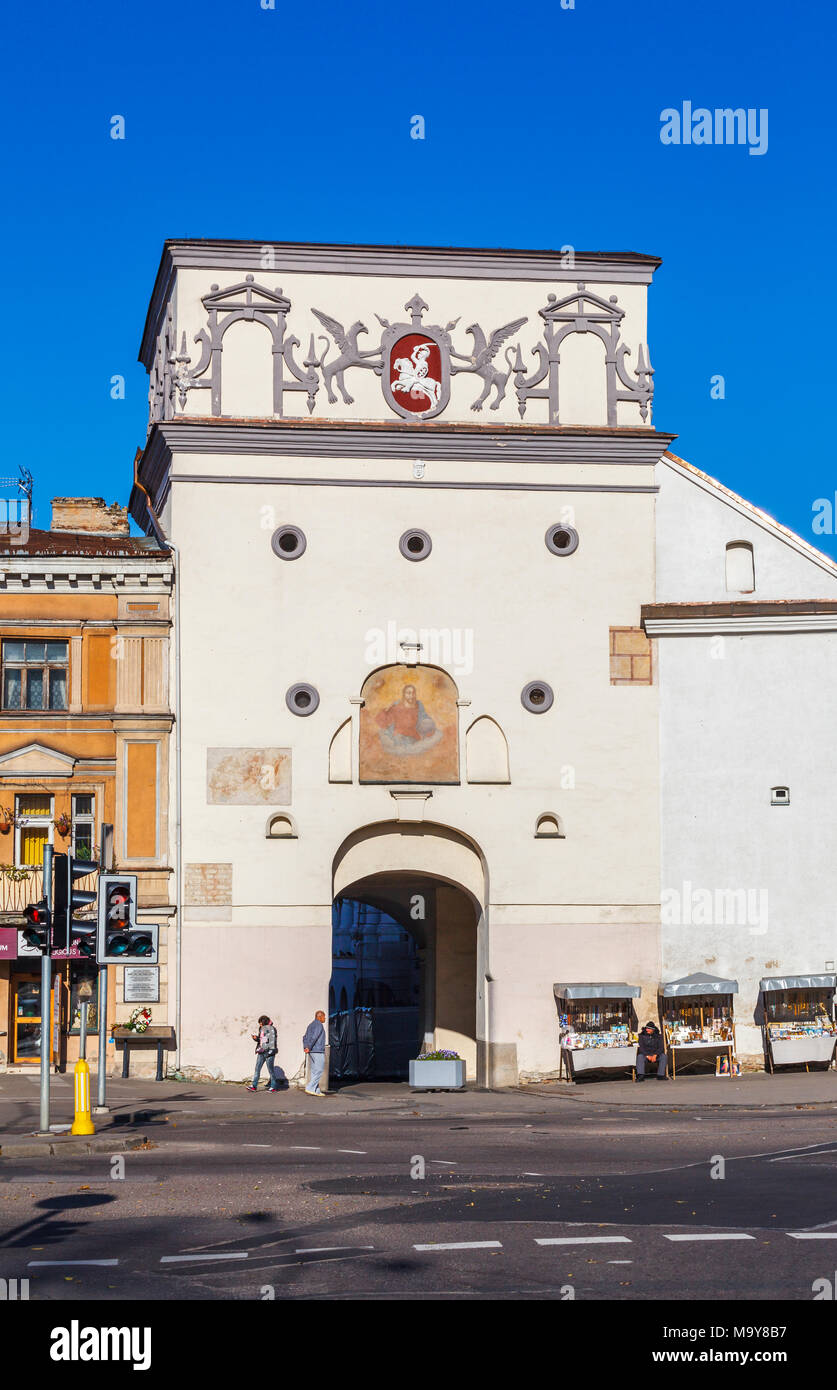 Gates of Dawn in the old city walls of Vilnius, capital city of ...