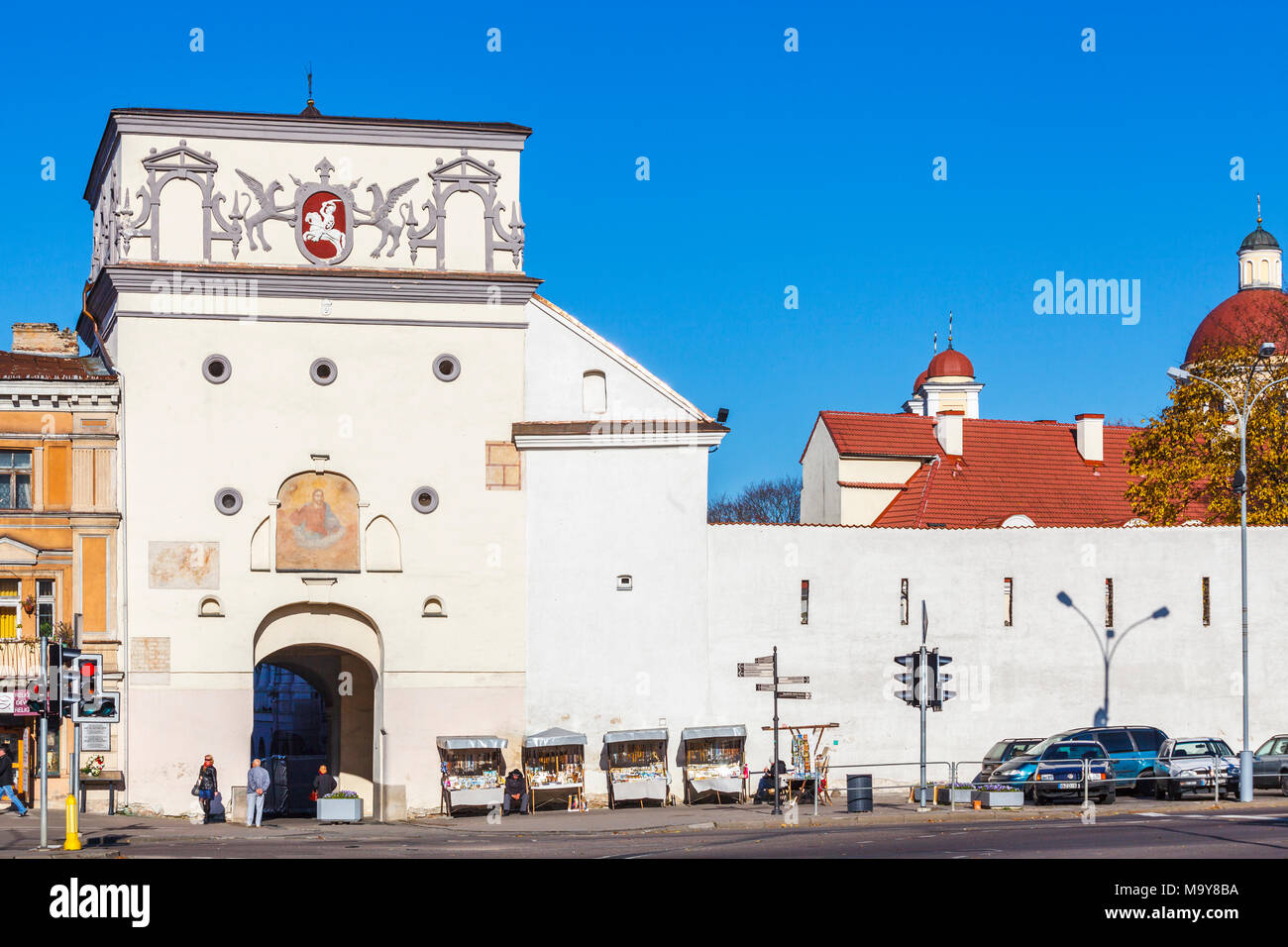 Gates of Dawn in the old city walls of Vilnius, capital city of ...