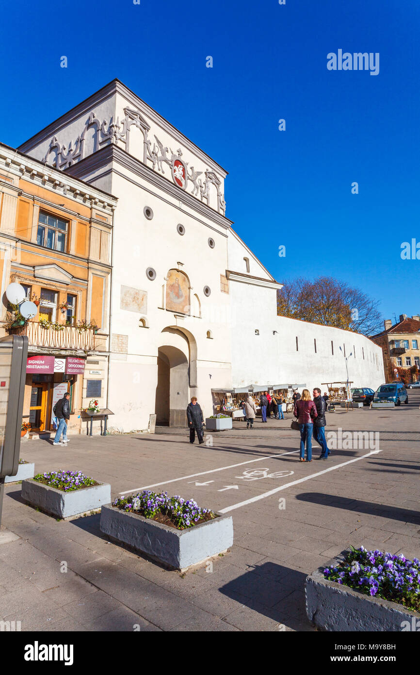 Gates of Dawn in the old city walls of Vilnius, capital city of ...