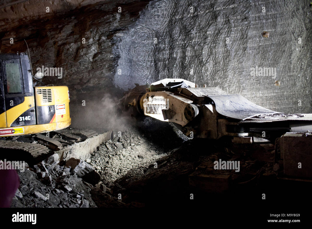 Employees of Technicore Underground construct an under-lake pedestrian ...