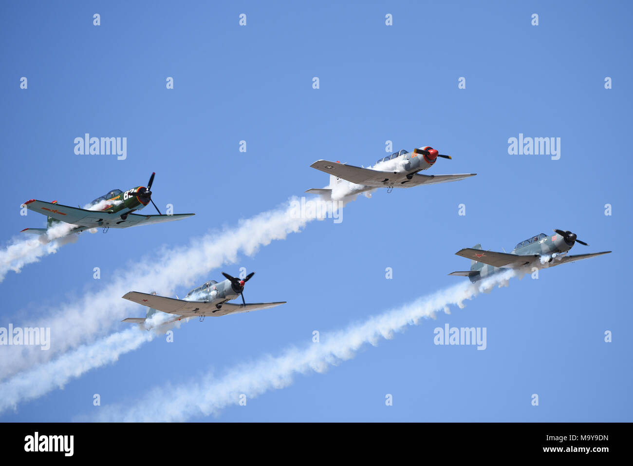 “The Desert Rats” formation demonstration team fly a group of CJ-6A ...