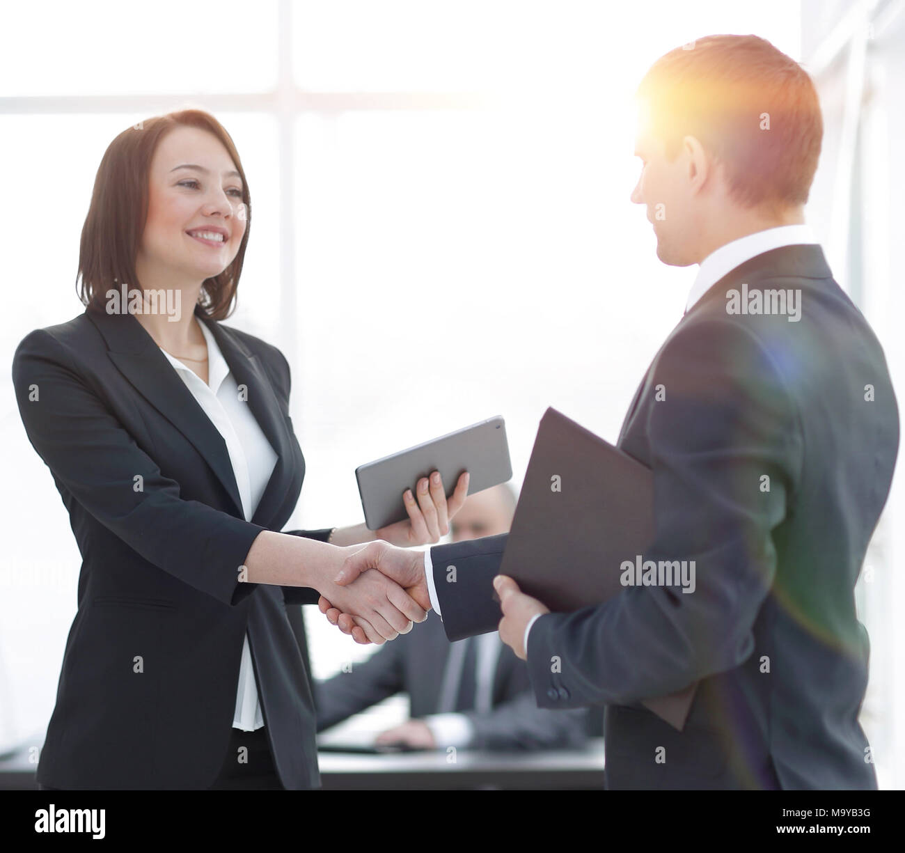 handshake business partners in the office Stock Photo - Alamy