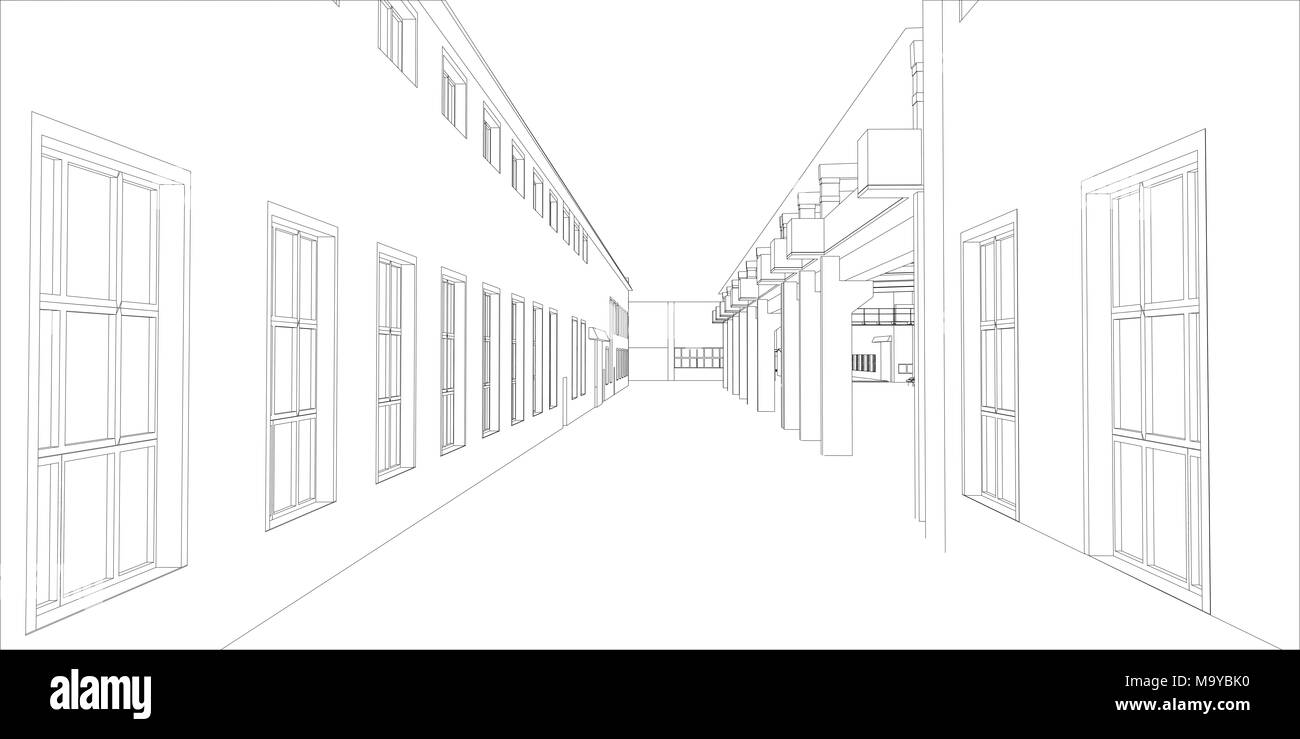 Industrial buildings outline Stock Photo - Alamy