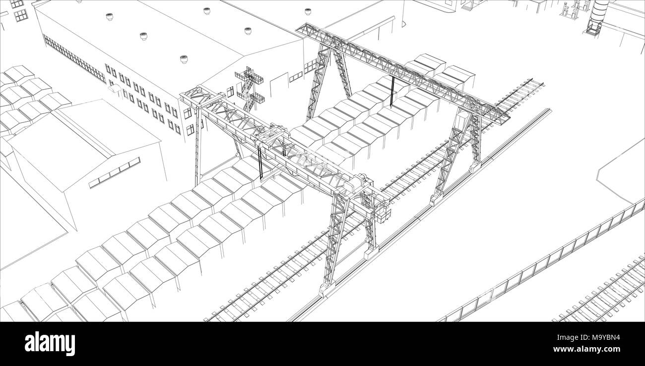 Industrial buildings outline Stock Photo - Alamy