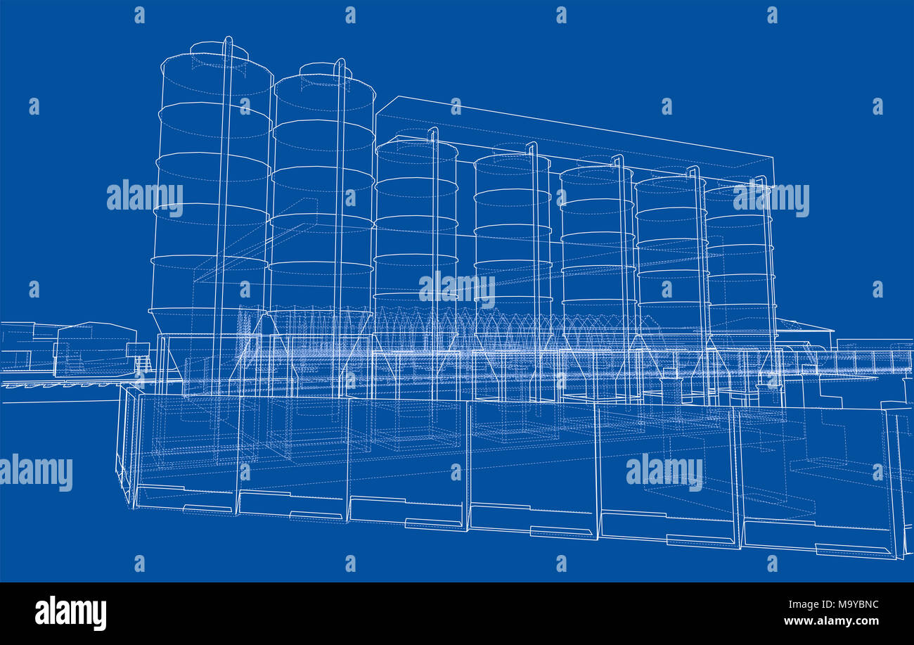 Industrial buildings outline Stock Photo - Alamy
