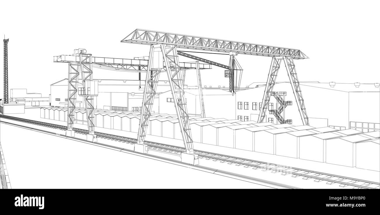 Industrial buildings outline Stock Photo - Alamy