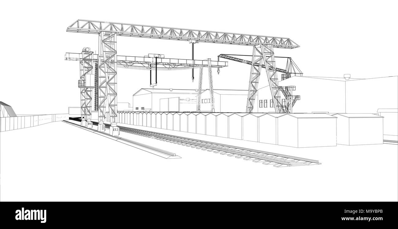 Industrial buildings outline Stock Photo - Alamy