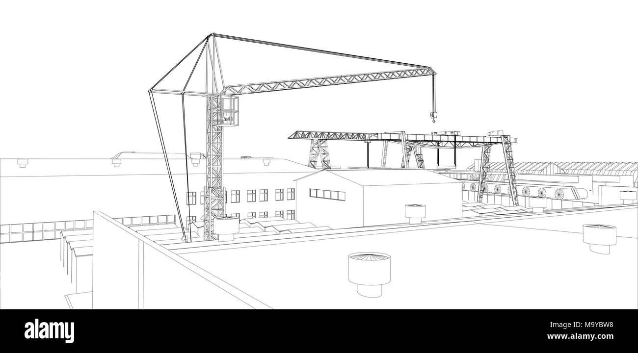 Industrial buildings outline Stock Photo - Alamy