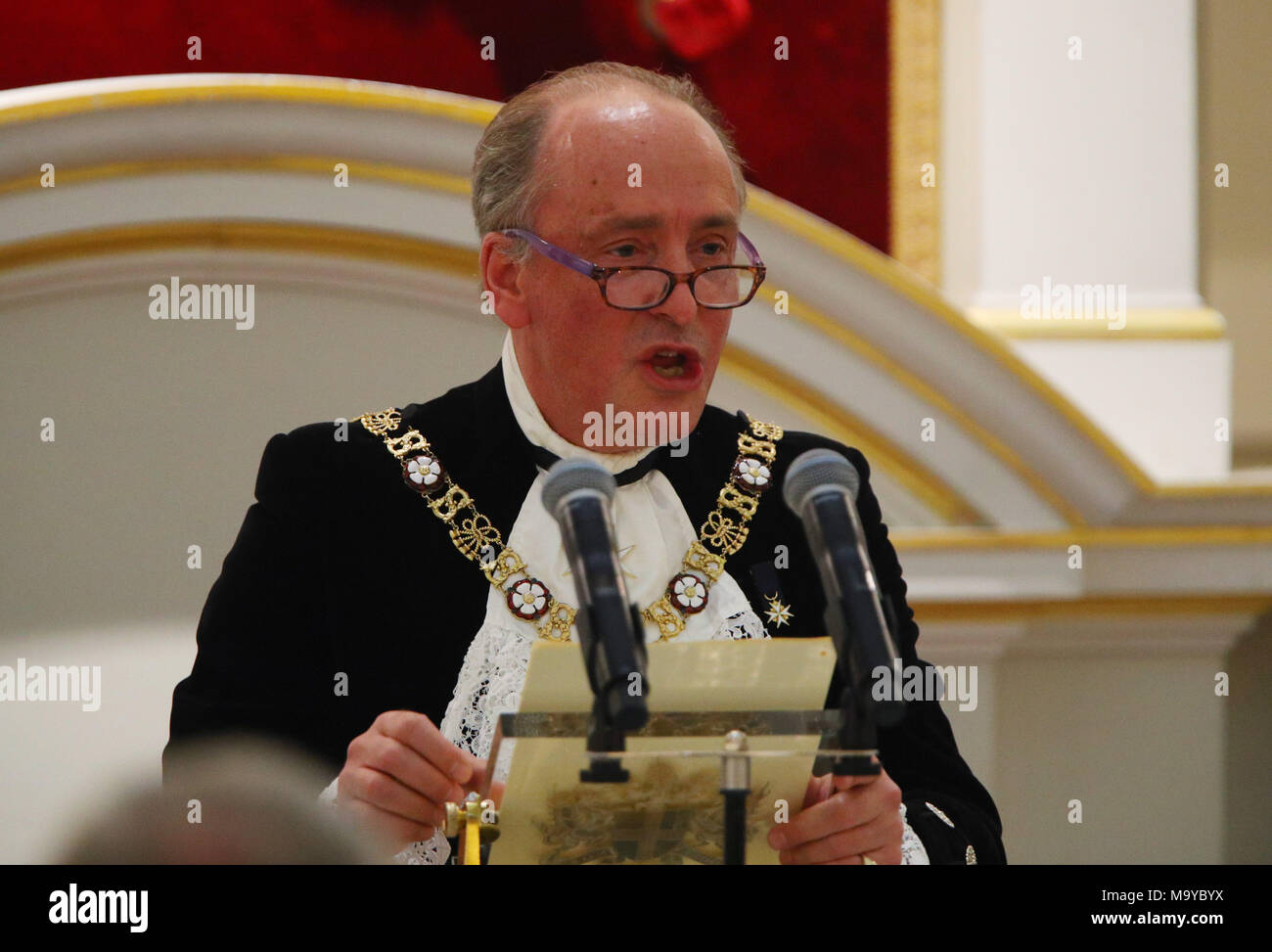 Lord Mayor of the City of London, Charles Bowman delivers his speech at ...