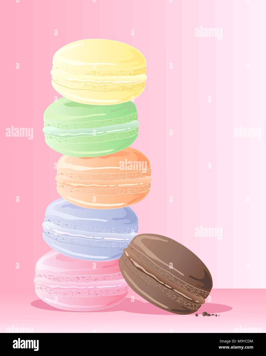 an illustration of a pile of colorful delicious macaroons on a candy ...