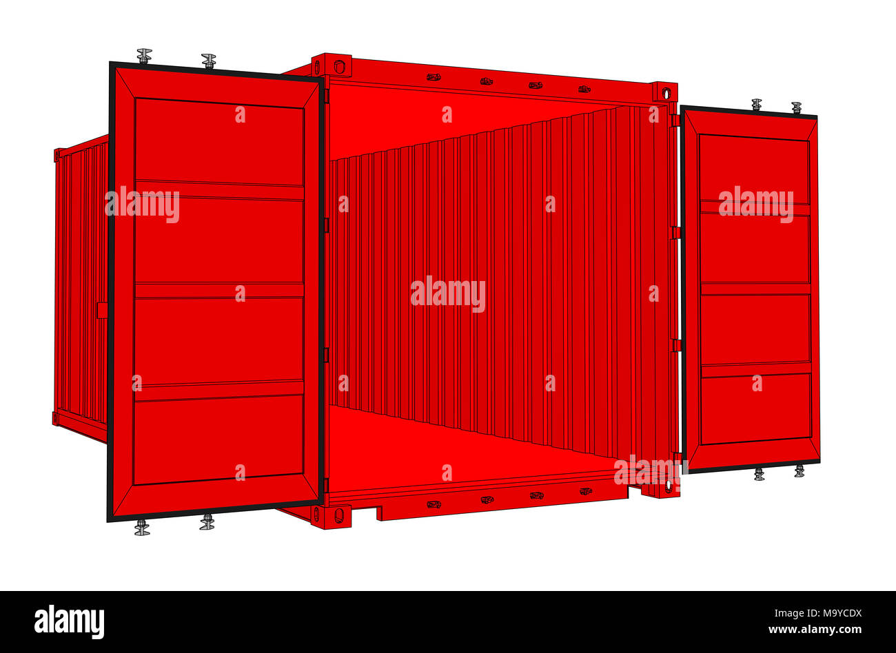 Open shipping container isolated on white Stock Photo - Alamy