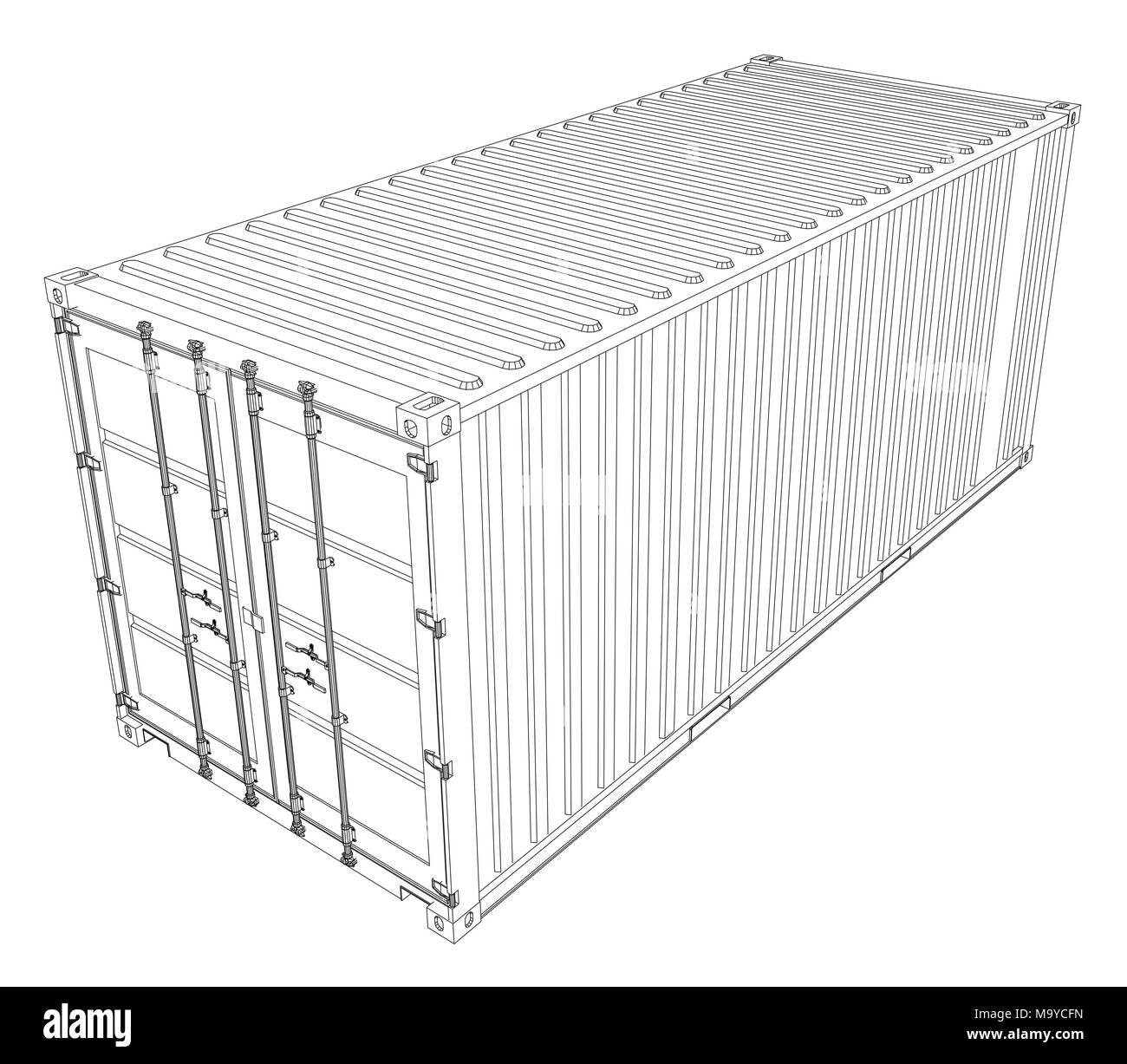 Cargo container. Wire-frame style Stock Photo - Alamy