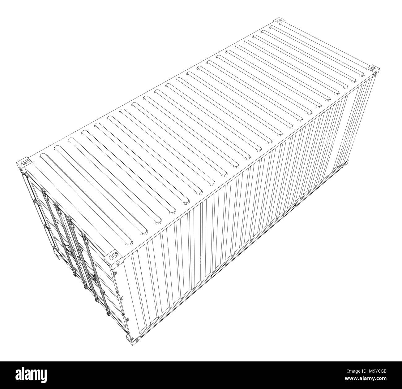Cargo container. Wire-frame style Stock Photo - Alamy