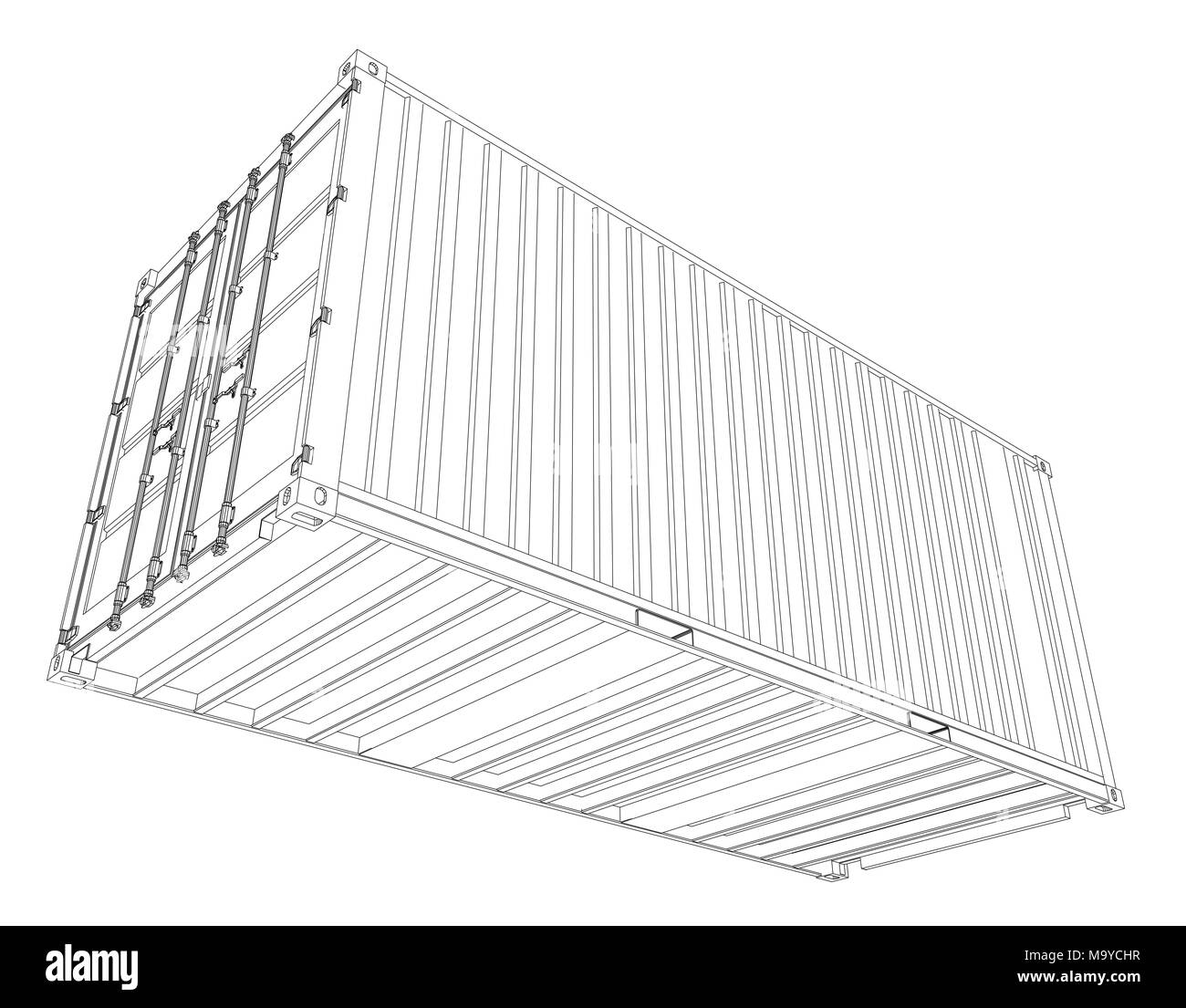 Cargo container. Wire-frame style Stock Photo - Alamy