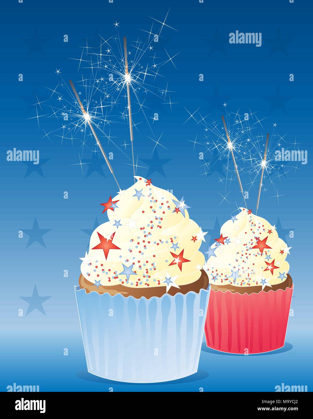 an illustration of two delicious cup cakes decorated to celebrate the ...