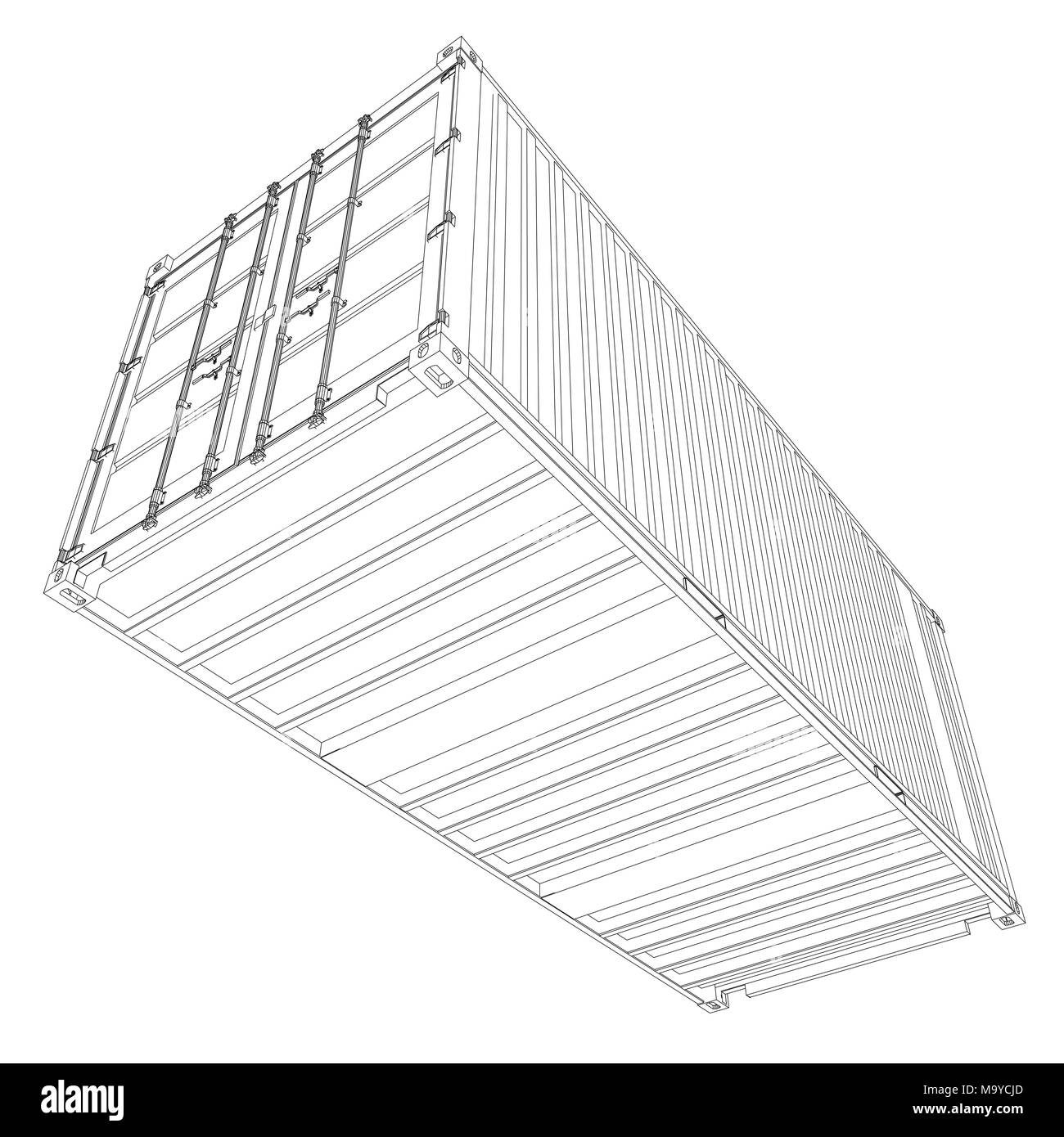 Cargo container. Wire-frame style Stock Photo - Alamy