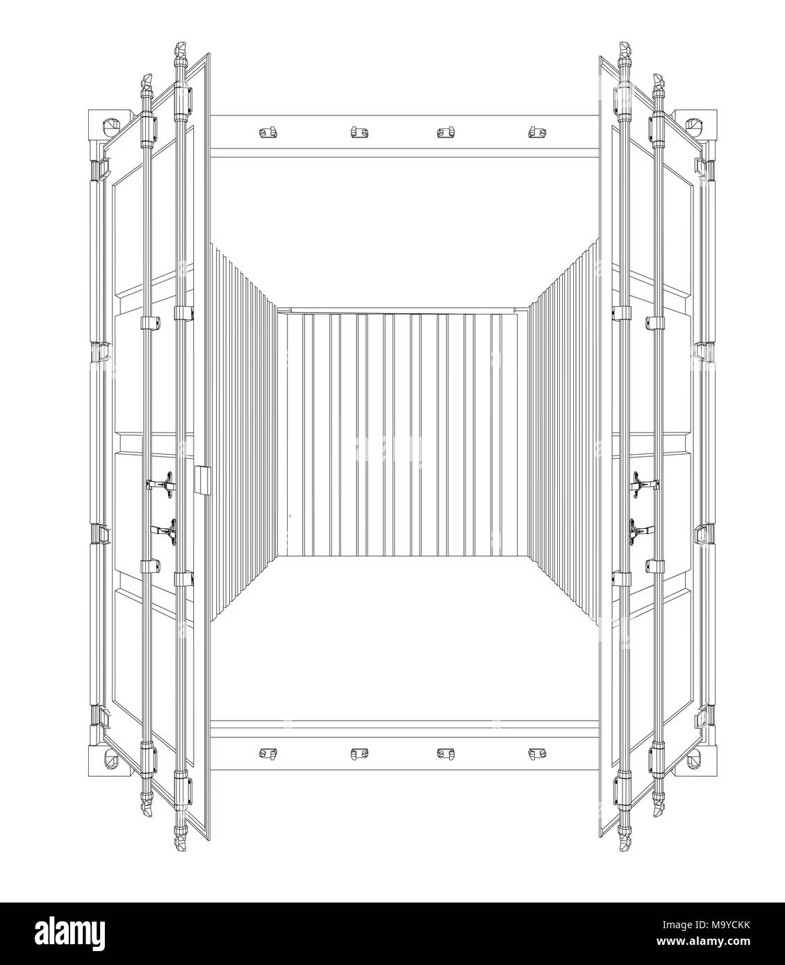 Open Empty Cargo Container. Wire-frame style Stock Photo - Alamy