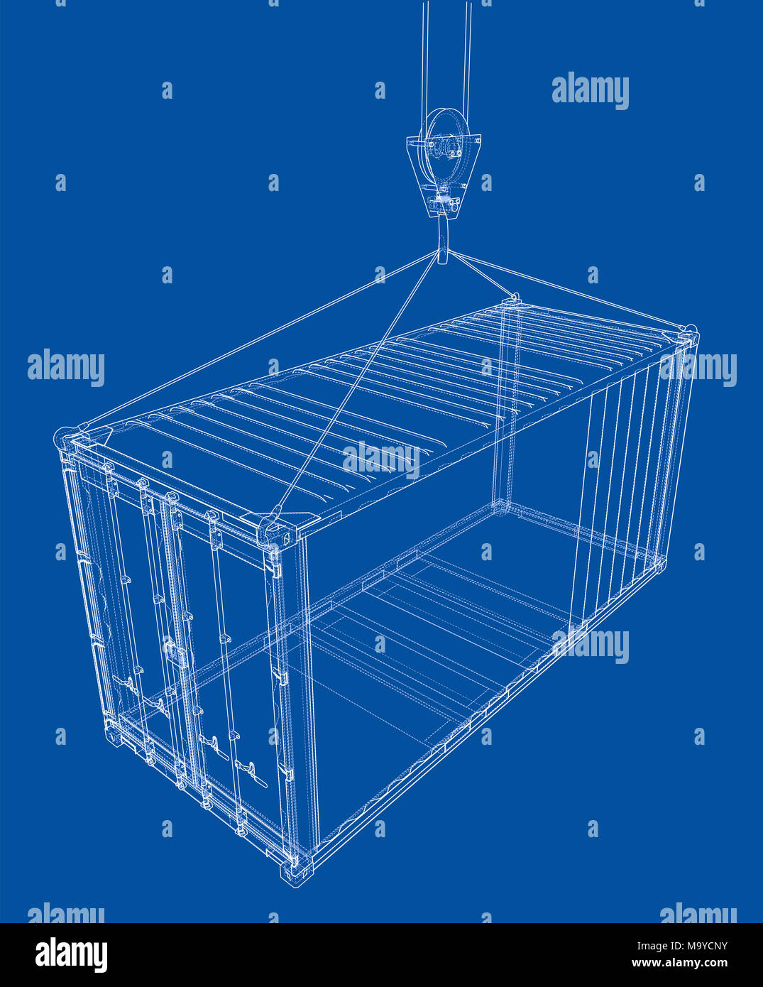 Cargo container. Wire-frame style Stock Photo - Alamy