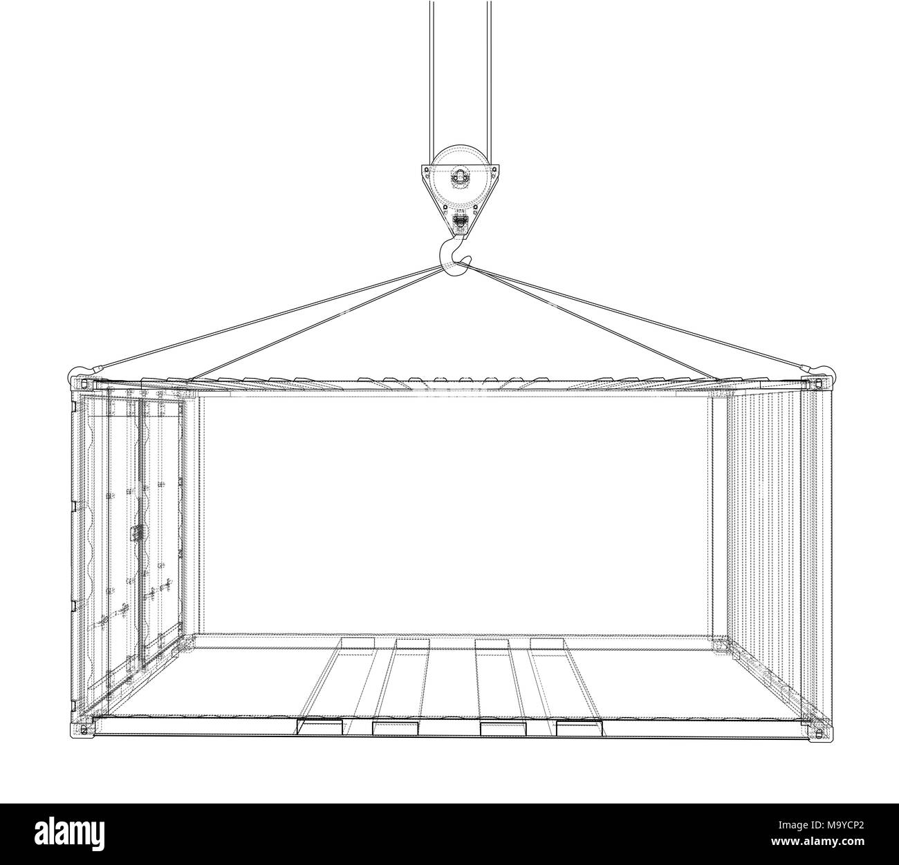 Cargo container. Wire-frame style Stock Photo - Alamy