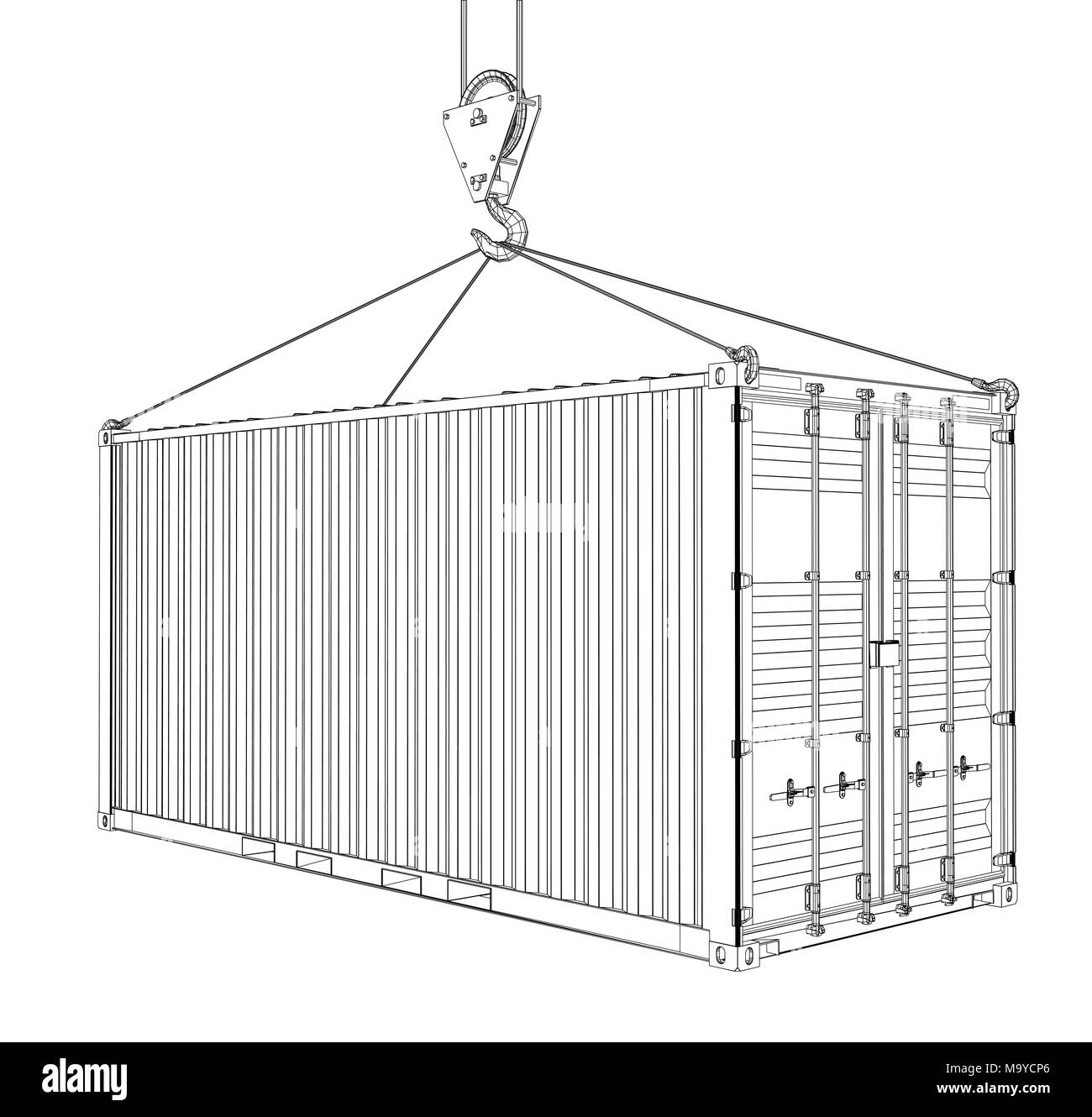 Cargo container. Wire-frame style Stock Photo - Alamy