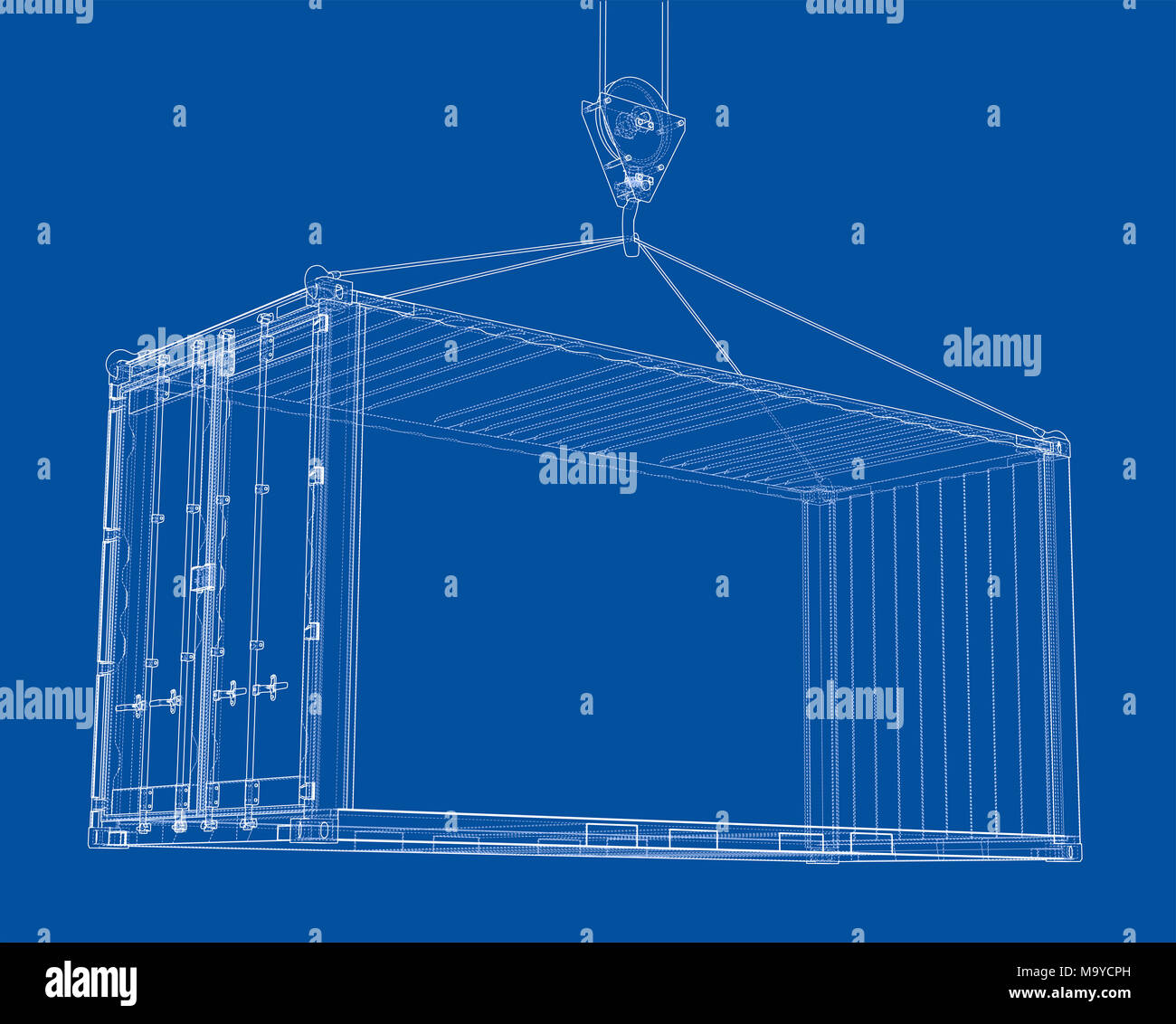 Cargo container. Wire-frame style Stock Photo - Alamy