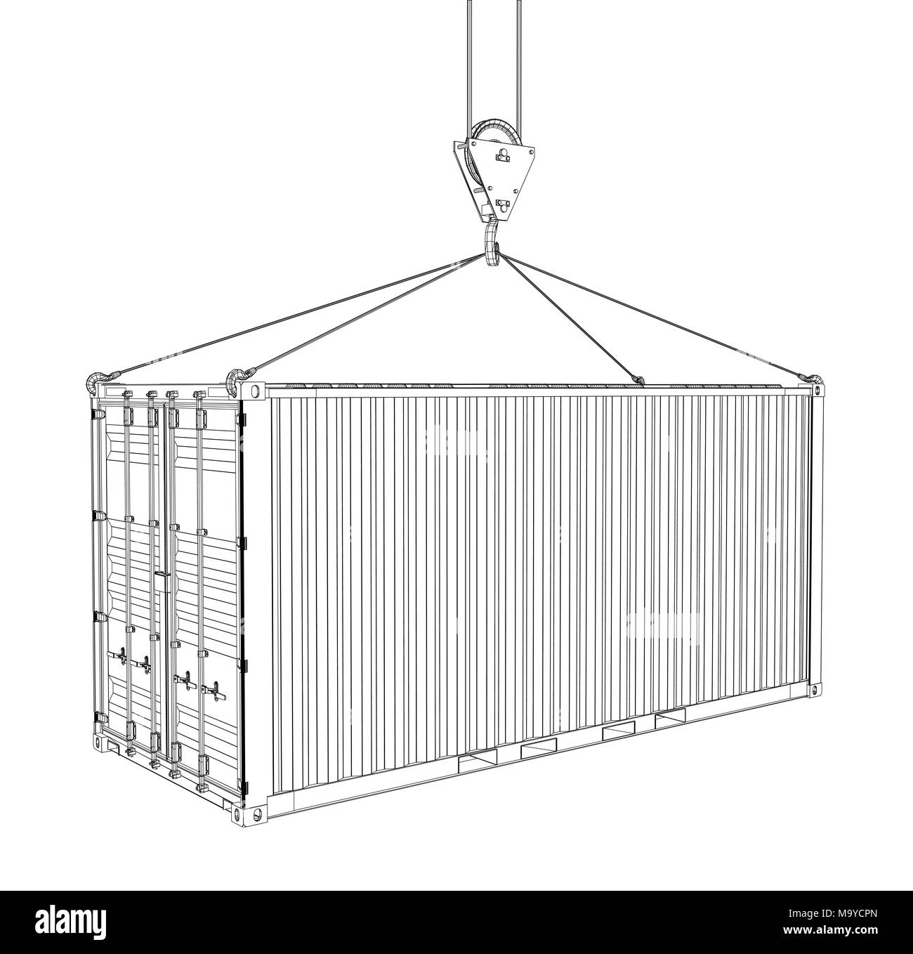 Cargo container. Wire-frame style Stock Photo - Alamy