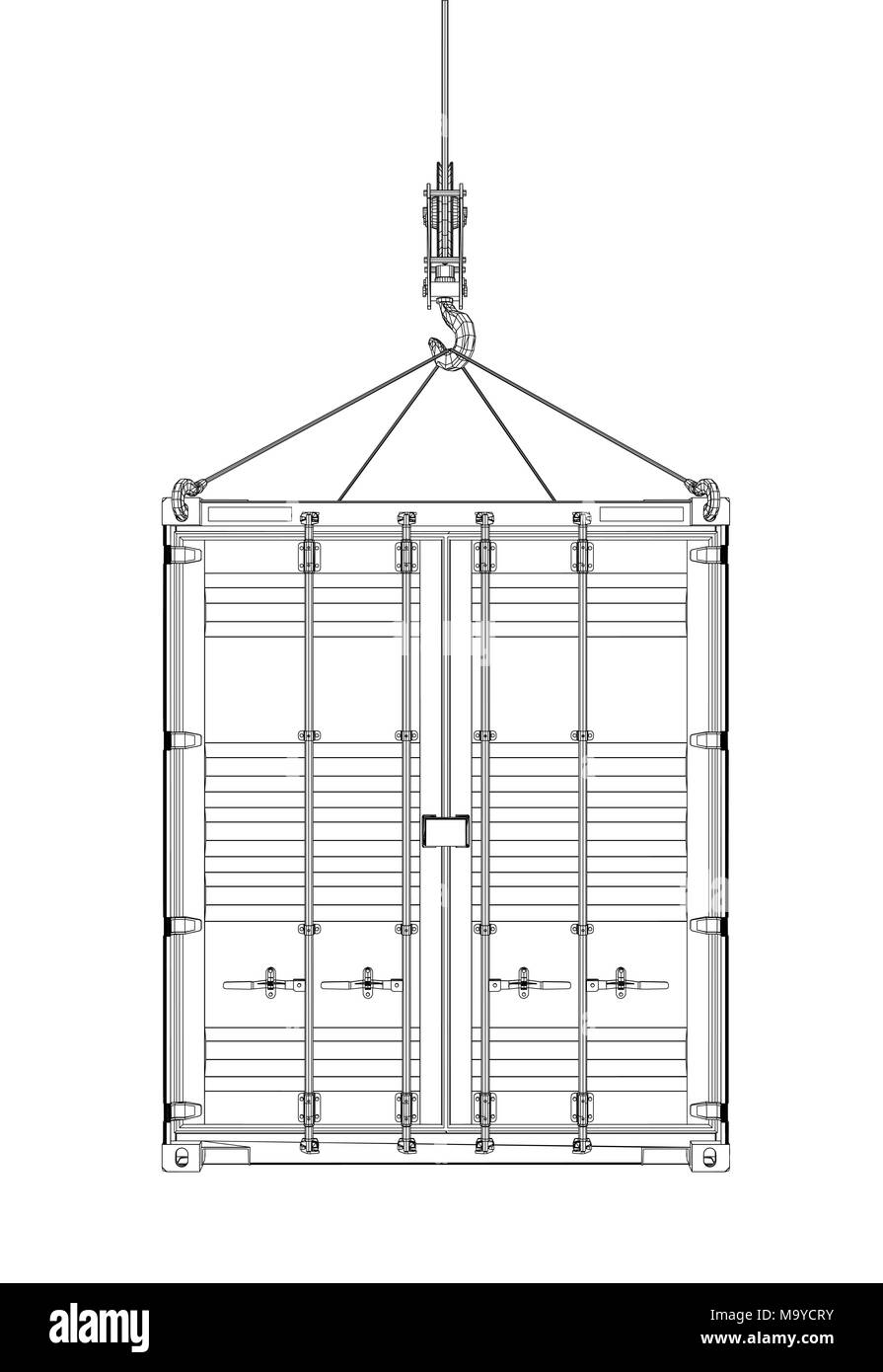 Cargo container. Wire-frame style Stock Photo - Alamy