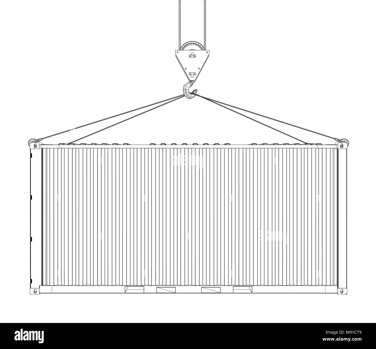 Cargo container. Wire-frame style Stock Photo - Alamy