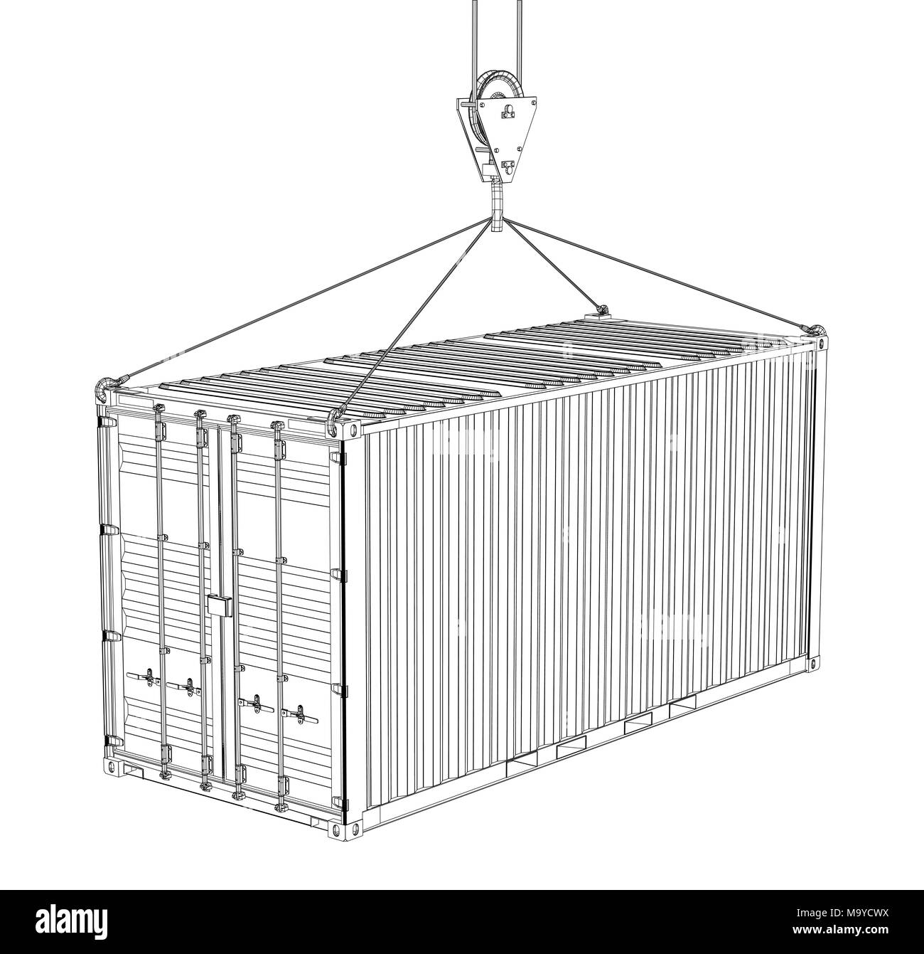 Cargo container. Wire-frame style Stock Photo - Alamy